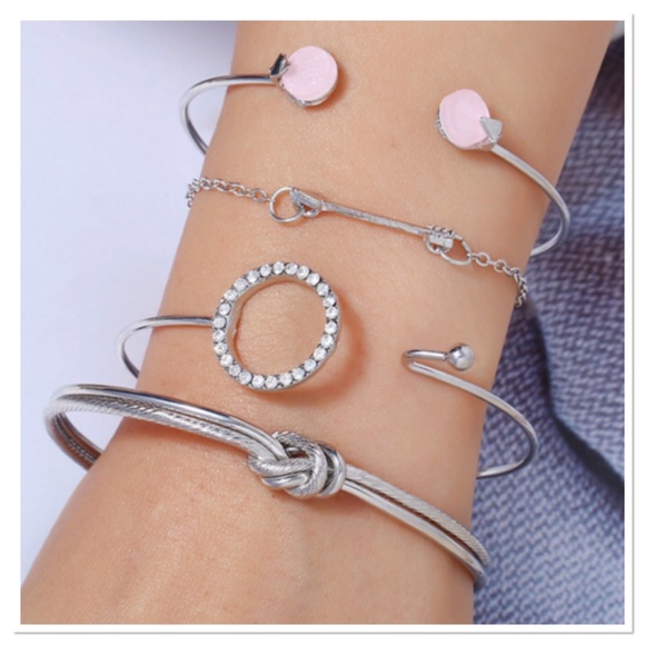 Jewelry | Silver 4 Piece Bangle Bracelet Set | Poshmark